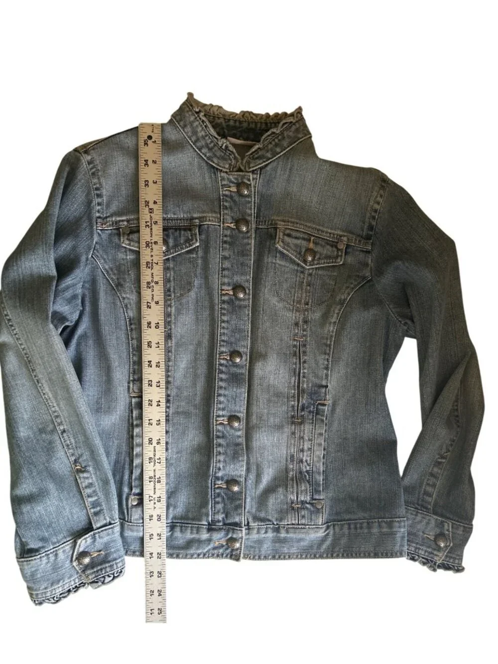 Chico's | Jackets & Coats | Chicos Platinum Denim Jacket Sz Med Light ...